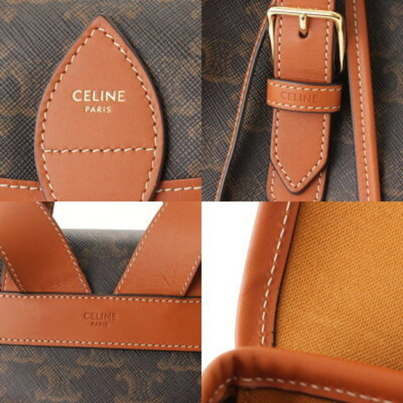 Celine | Bags | Celine Triomphe Folco Backpack Rucksack Tan | Poshmark